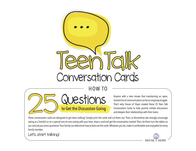 Teen Talk Conversation Cards – HOUSE OF HOPE